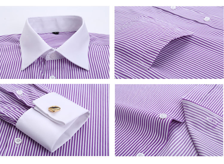 Men's Shirts French Cuff Formal Striped Business Designer Italian ...