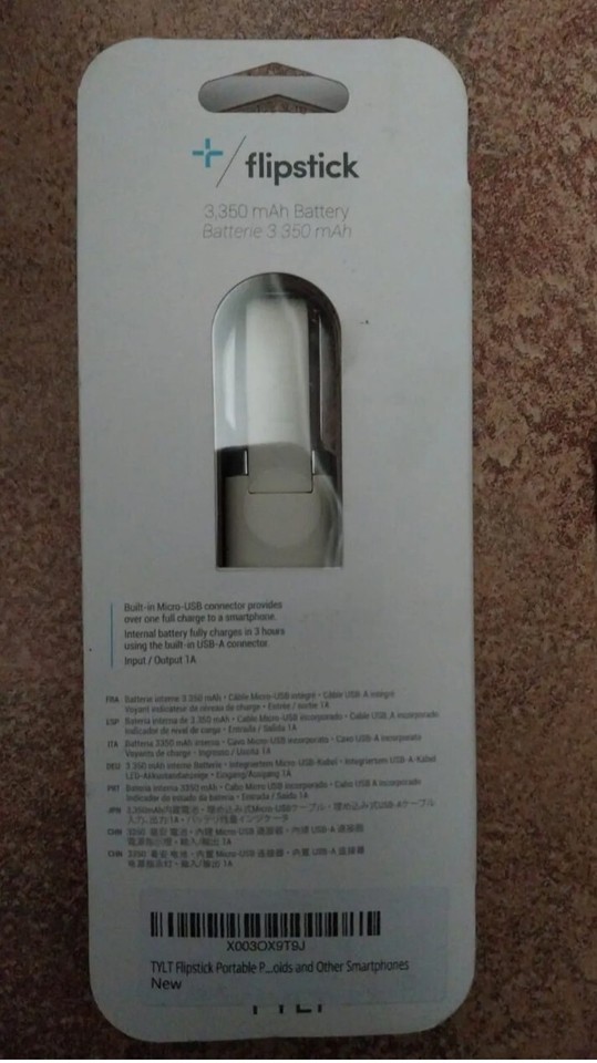 TYLT Flipstick 3350 mAh Portable Back-up Phone Battery Charger USB Type ...