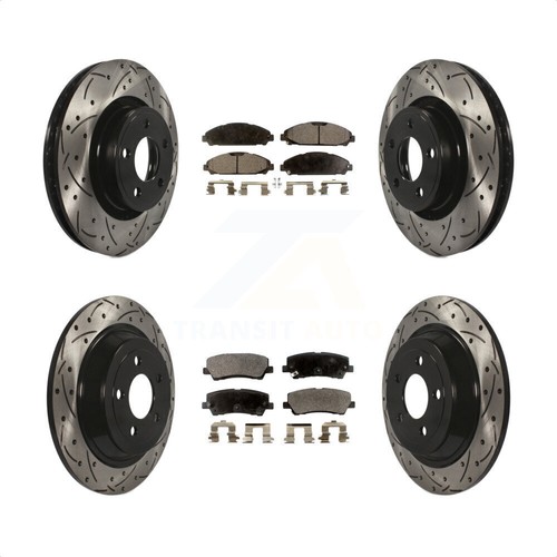 [Front+Rear] Coated Drill Slot Disc Brake Rotor Ceramic Pad Kit For ...