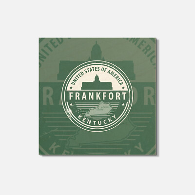 Frankfort City Kentucky USA State Vintage 4'' X 4'' Square Wooden ...