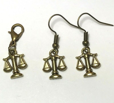 Gold Scales of Justice Law Charm Earrings Libra Zipper Pull Lawyer ...