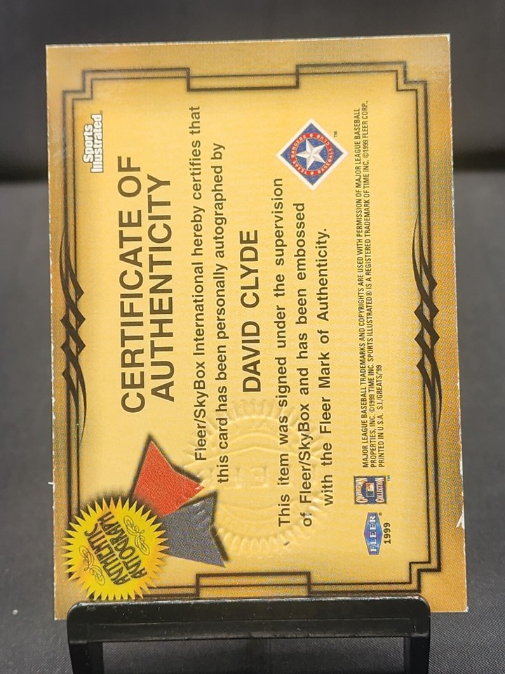 1999 Fleer Sports Illustrated Greats of the Game - Autographs David ...