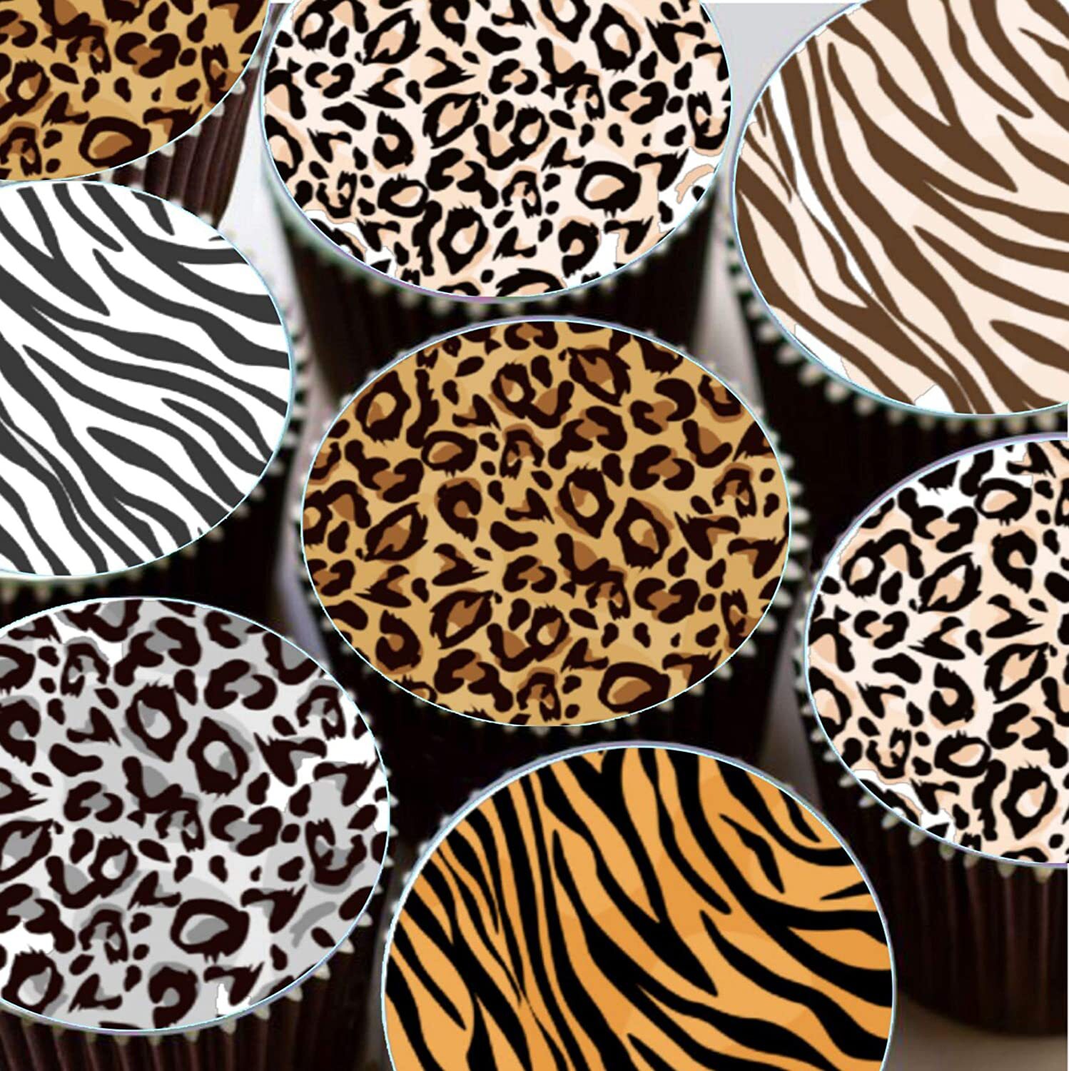 15 x 5 cm pre-cut Leopard/Cheetah animal print round icing edible cake ...