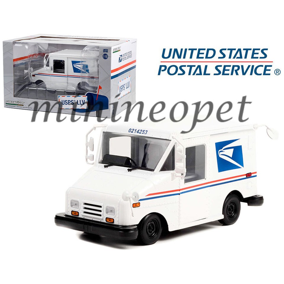 GREENLIGHT USPS LONG LIFT POSTAL DELIVERY TRUCK LLV 1/18 DIECAST WHITE ...
