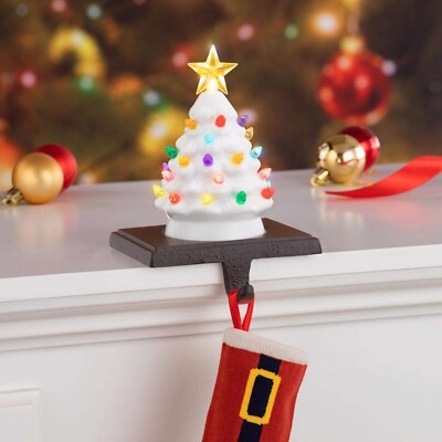 Mr. Christmas LED Light Up Nostalgic Ceramic Tree Stocking Holder 4 ...