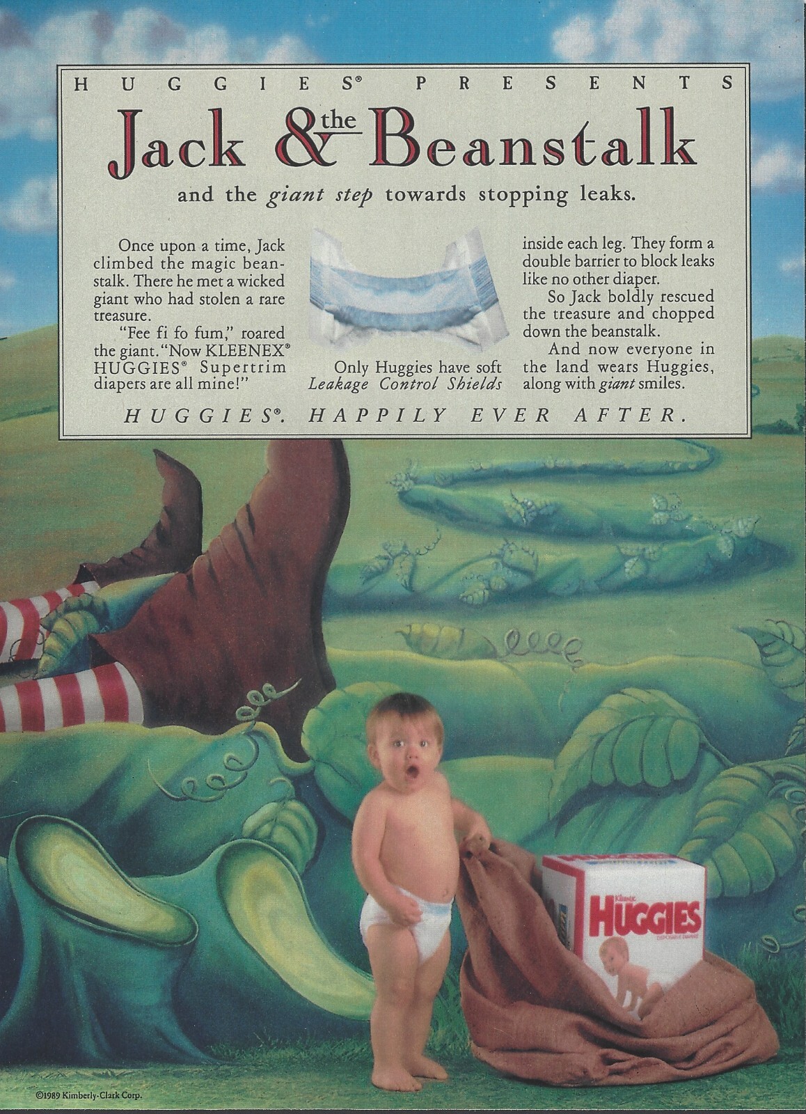1990 Huggies Baby Diapers Jack & The Beanstalk vtg Print Ad 90's ...