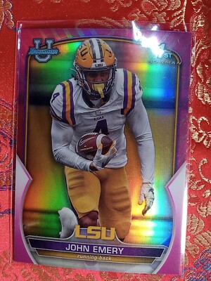 John Emery 2022 Bowman U Chrome PINK Refractor 1st Bowman Card LSU ...