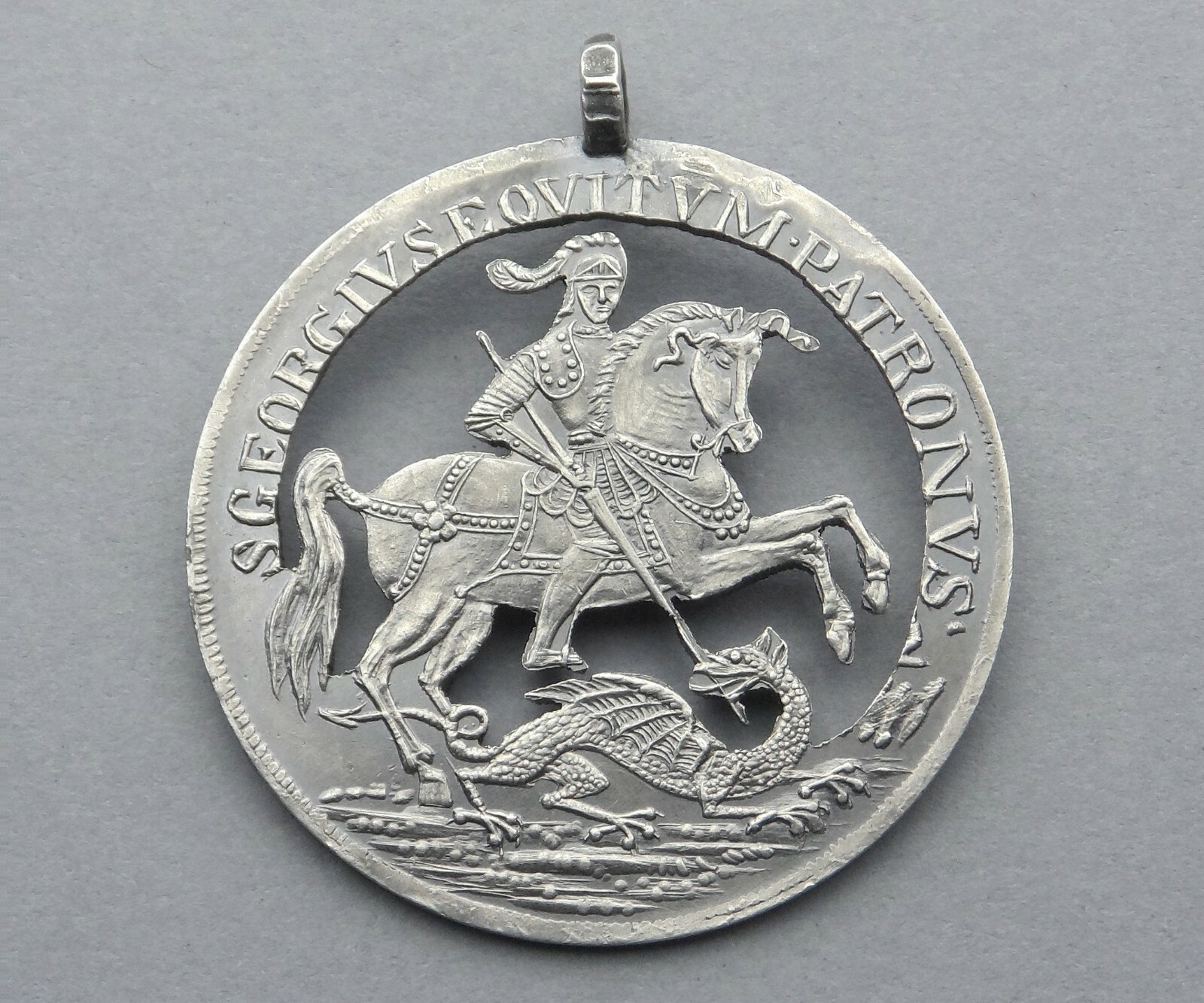 Antique Religious Large Sterling Medal. Saint Georges, Georgius Equitum ...