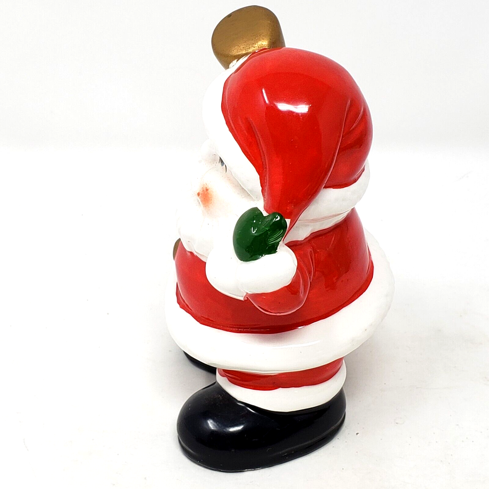Vintage Enesco Santa Claus With Bell Figurine Ceramic 4.25" Taiwan Hand ...