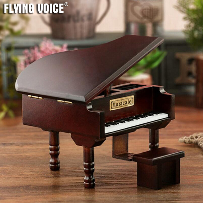 Vintage Piano Music Box Jewel Case Wood Wind Up 40 Tunes Option Present ...