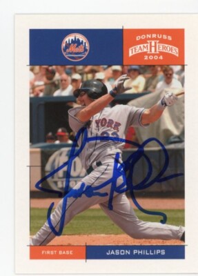 SIGNED BASEBALL CARD AUTO NEW YORK METS JASON PHILLIPS 2004 DONRUSS ...