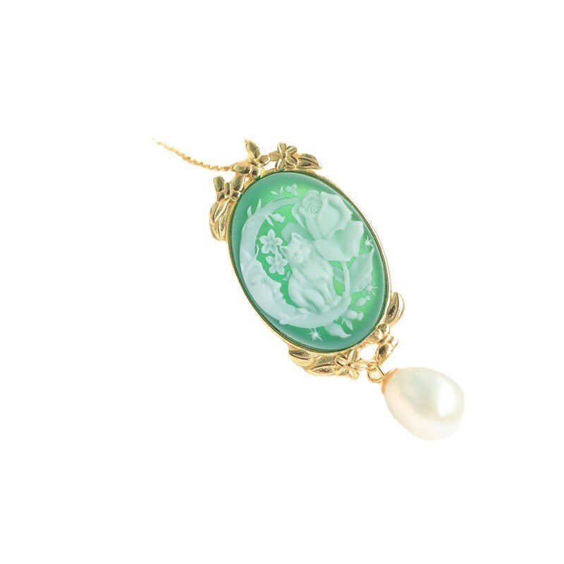 Vintage Cameo Moon &Cat Pendant/Brooch 925 Silver W/Gold Plated Vintage ...