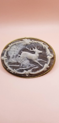 Vintage Incolay Stone Leaping Deer Belt Buckle | eBay