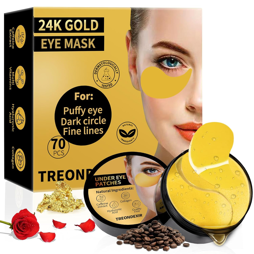 24K Gold Eye Masks for Dark Circles and Puffiness Gel Eye Mask Skincare ...