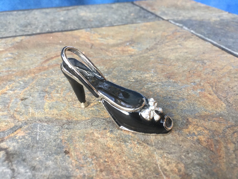MONET Black Diamond High Heel Shoe Collectible Enamel Keepsake Trinket ...
