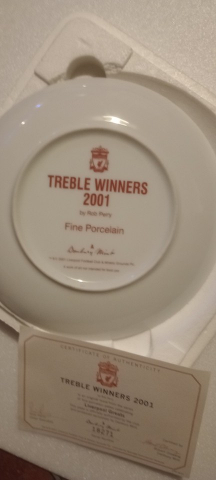 Liverpool Treble Winners 2001 Commemorative Plate Danbury Mint By Rob ...