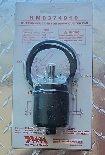 TWM Outrunner Brushless Motor 37/49 For 90mm Ducted Fan 1700kv RC ...