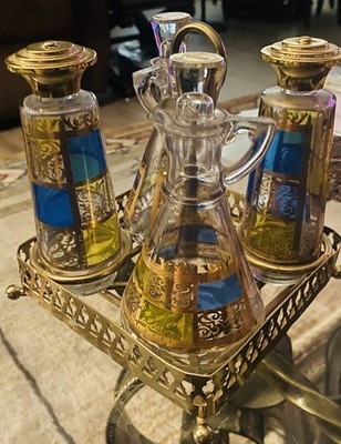 EXTREMELY RARE! Culver Morocco Salt Pepper & Oil & Vinegar In 22k Gold ...