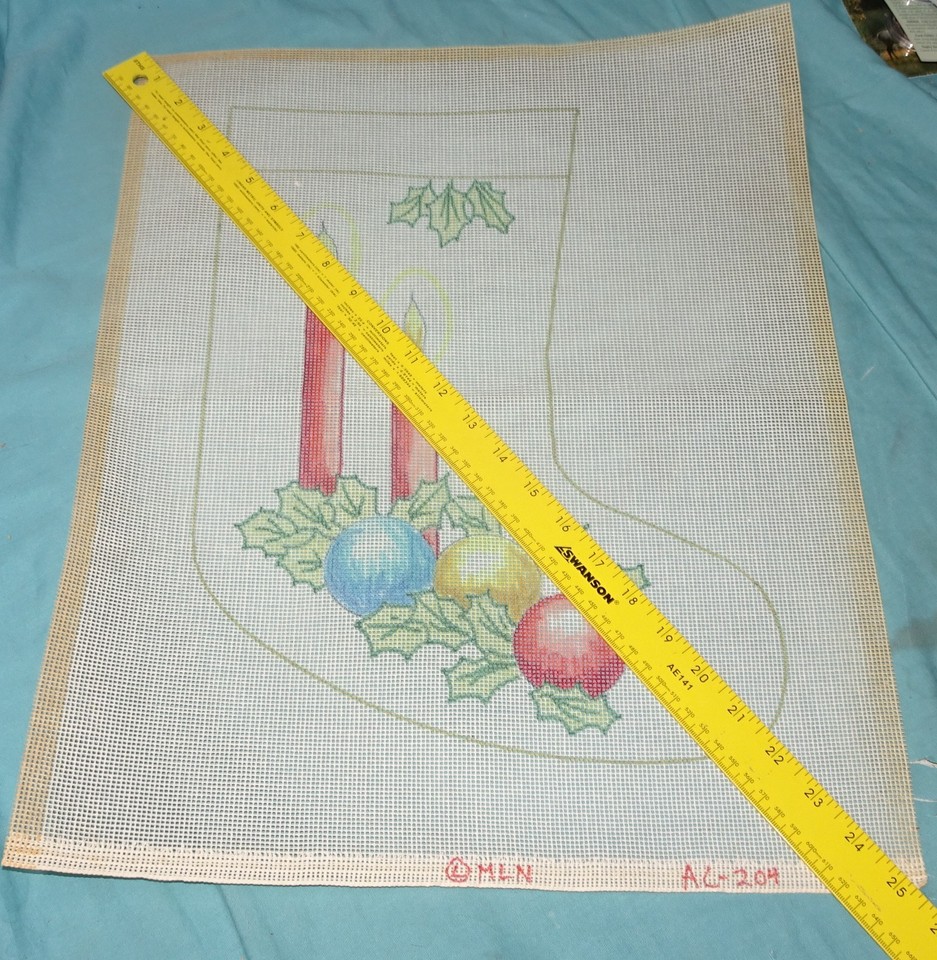 VINTAGE UNUSED MLN Mary NETTUNO Christmas Stocking CANDLE Needlepoint ...