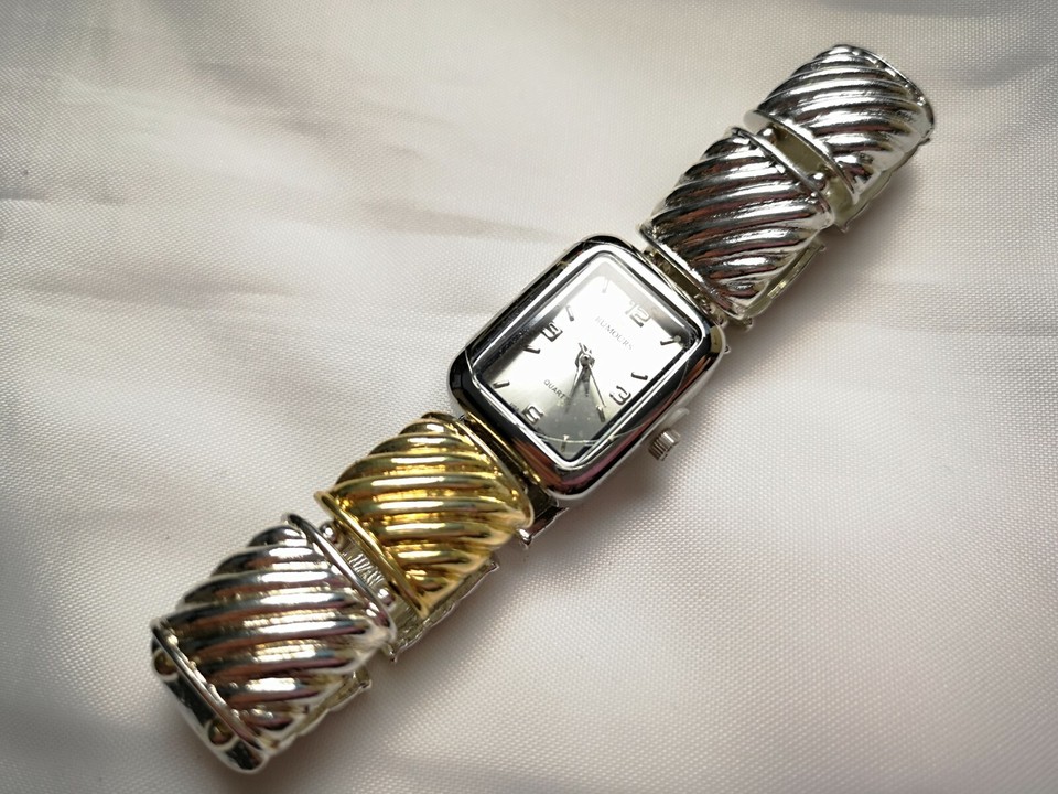 Rumours Quartz WOMEN'S Two Tone Silver Gold Stretchable Bracelet WATCH | eBay