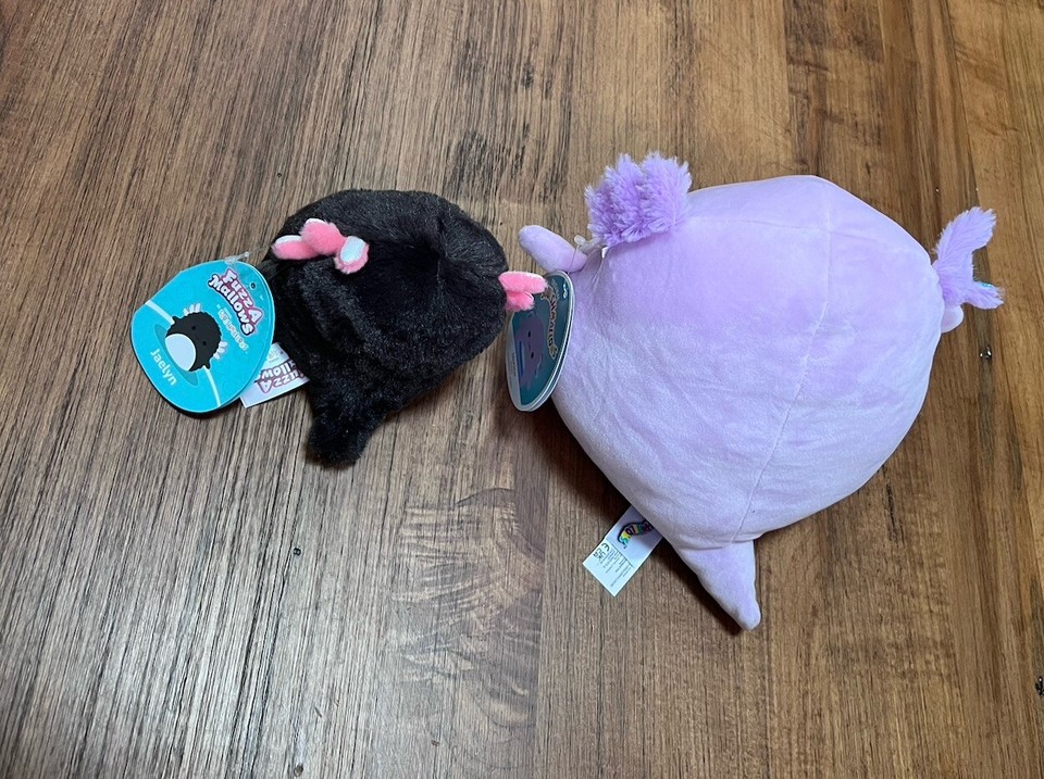 Squishmallow 7” Monica Axolotl NWT NEW Plush 5” Jaelyn Black ...