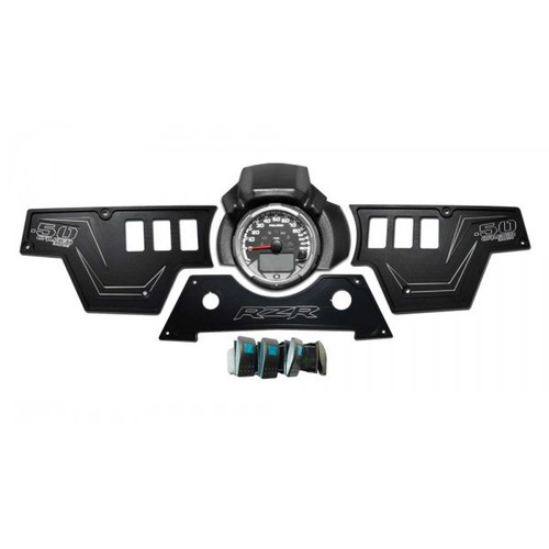 Black 3 Piece Aluminum Dash Panel Billet Rocker Switch CNC Polaris RZR ...