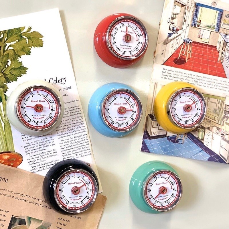 Dulton Kitchen Timer Vintage Retro Style Magnetic Yellow W7cm ( 2.8in ...