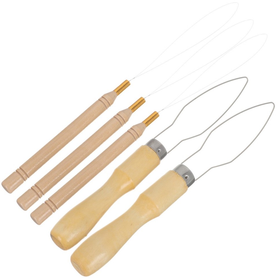 5PCS Wood Beard Beads Hair Extension Tools Wooden Threader Bead ...