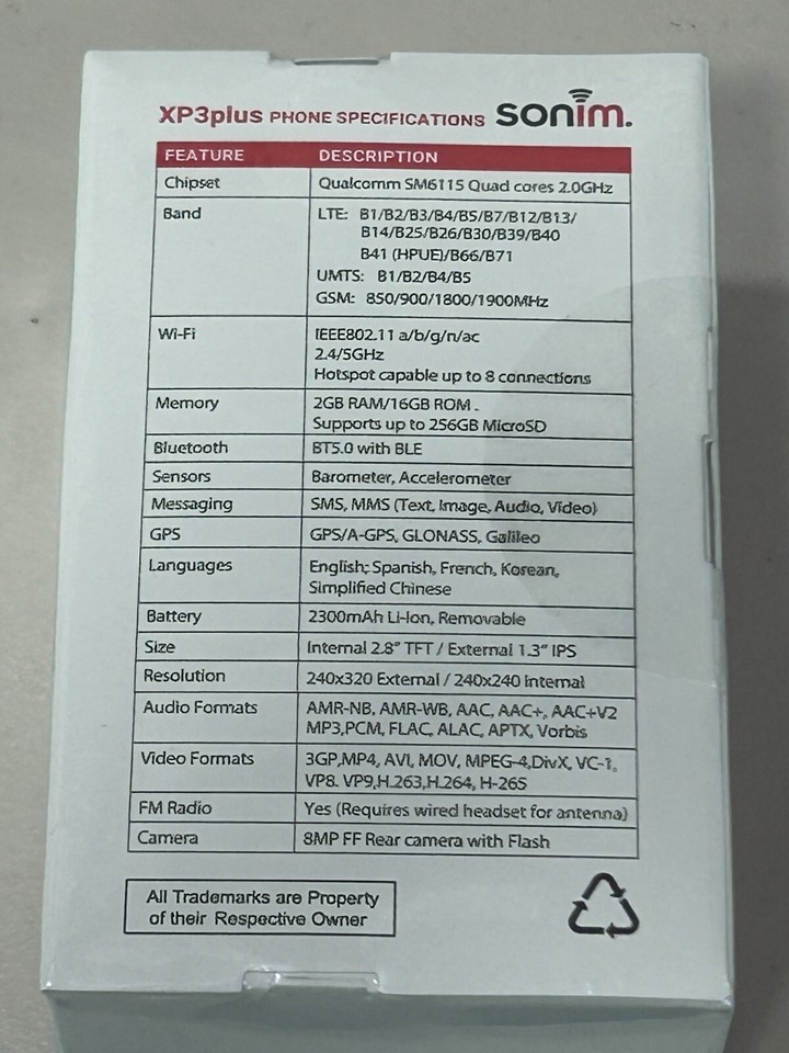NEW Sonim XP3 PLUS XP3900 VERIZON UNLOCKED 4GLTE 16GB Android Rugged ...