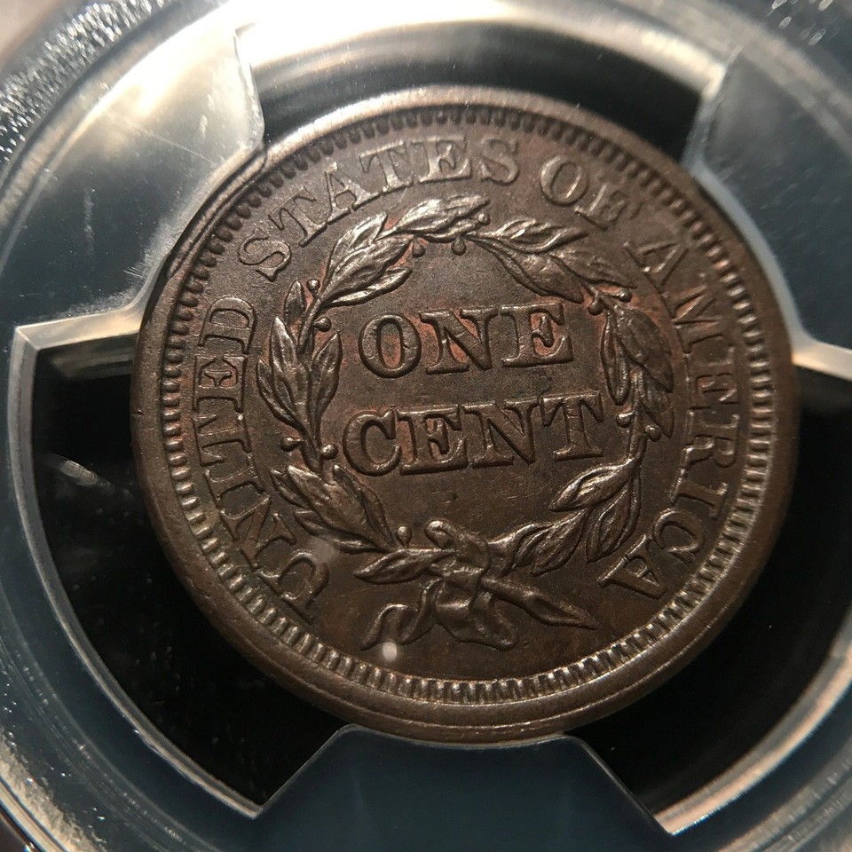 1845 Braided Hair Large Cent PCGS AU58 Luster Looks UNC Penny Variety ...