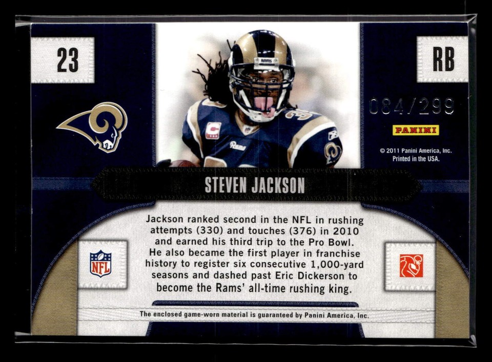 2011 Panini Threads #23 Steven Jackson 84/299 Game Day Jerseys Rams ...