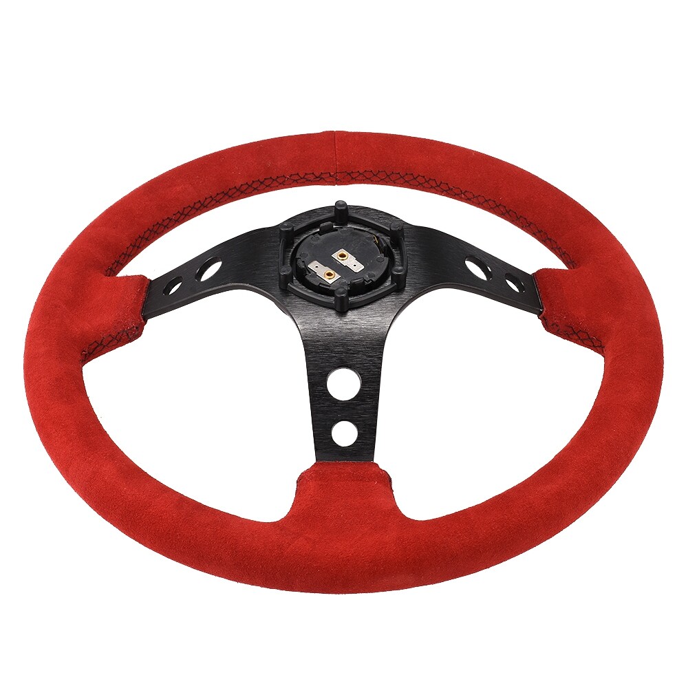 35cm Car Steering Wheel w/ Horn Button Sport Aluminum Deep Dish 6 Bolt ...