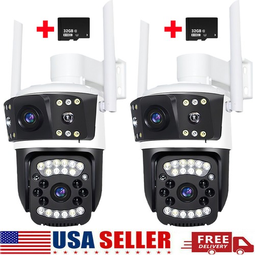 Triple Lens 12MP WiFi IP Camera Wireless Outdoor CCTV PTZ Home Security ...