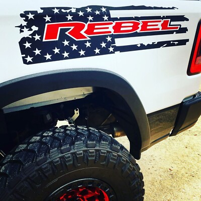 Pick up Truck side bed Vinyl Decals Flag Graphics Compatible with Ram ...
