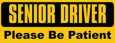 3x8 inch Yellow: Senior Driver Bumper Sticker (caution elderly old ...