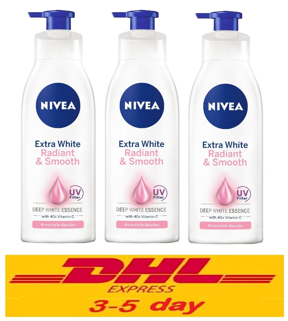 3 x 400ml NIVEA Extra Bright Radiant & Smooth Body Lotion UV Filter 40x ...