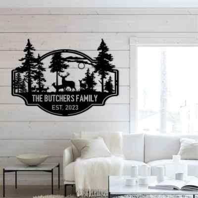 Personalized Deer Forest Metal Signs, Custom Deer Hunter Wall Art Decor ...