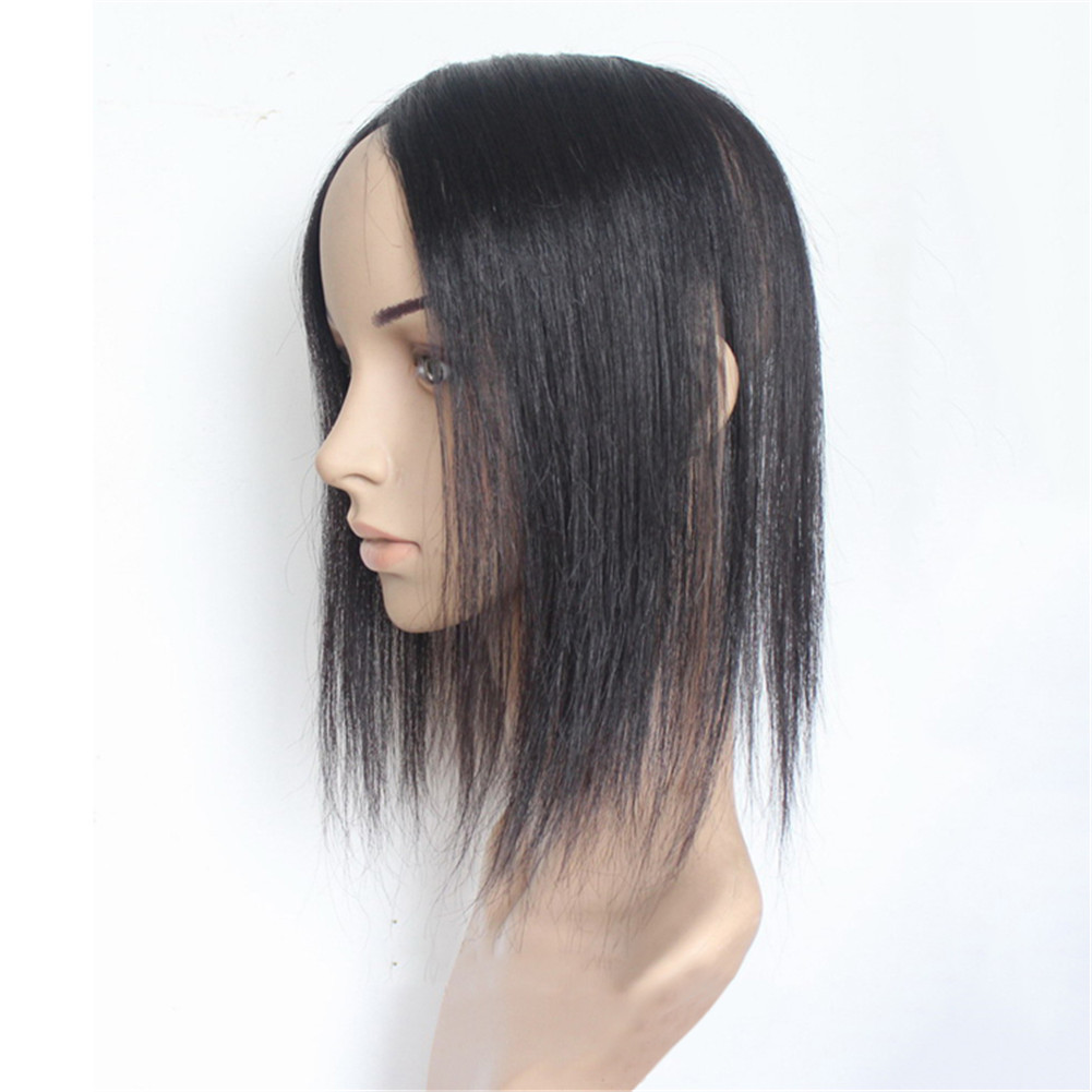 Hand-made Straight 100% Human Hair Topper Hairpiece Toupee Top Piece ...