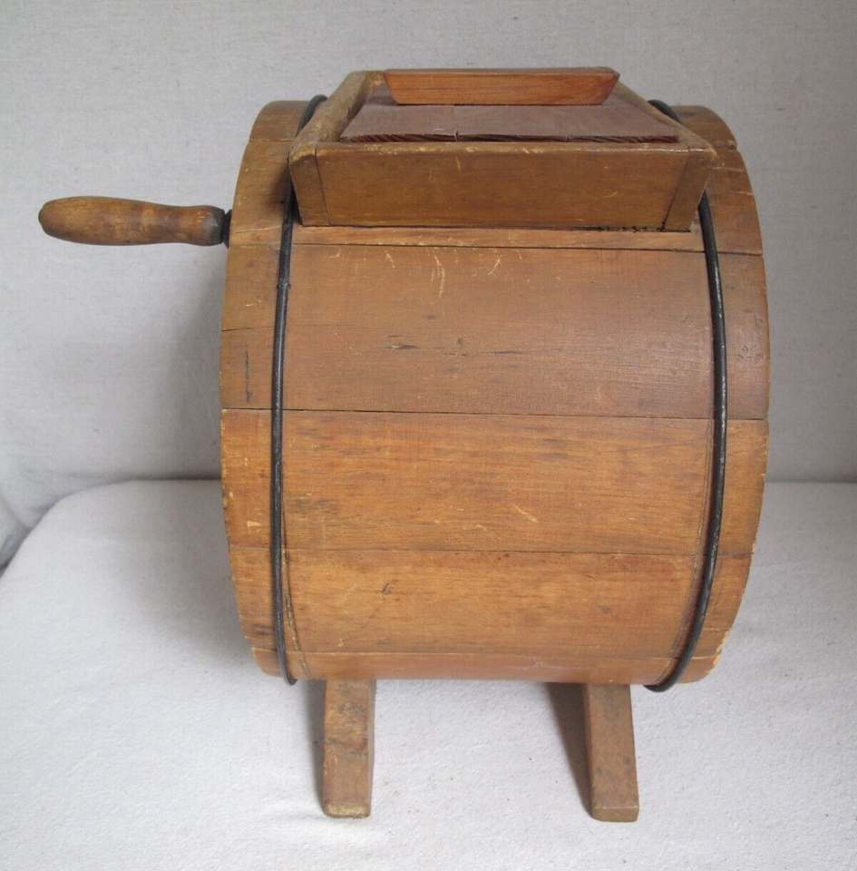 Antique Wood Cylinder Barrel Butter Churn | eBay