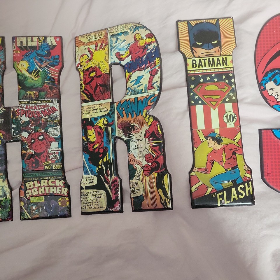 Marvel DC Superhero Metal Wall Letters Comic CHRIS | eBay UK