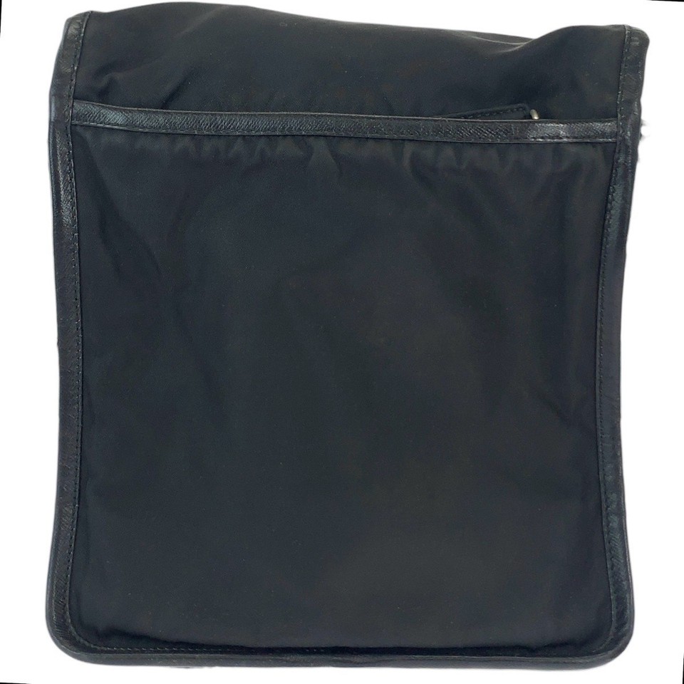 PRADA Tessuto Triangle Logo Plate Unisex Black Silver Hardware Nylon ...