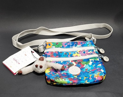 NEW Kipling Triple Zip / Pocket Crossbody Bag, Multi-colored Floral | eBay