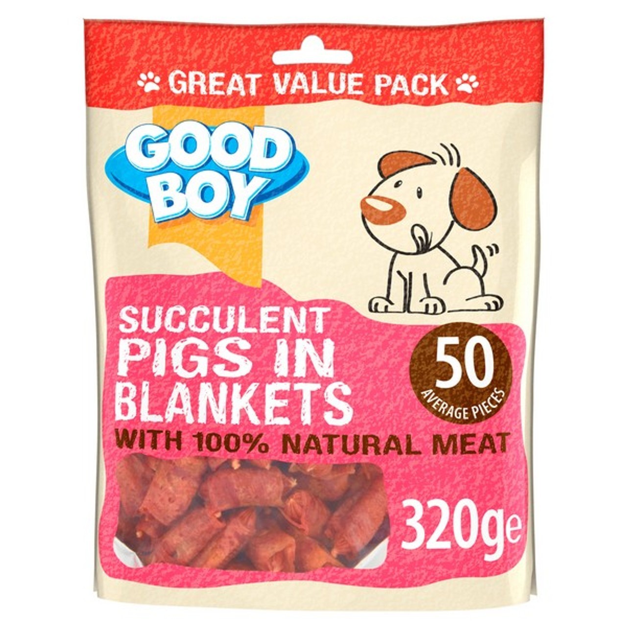 3 PACKS bumper 320g GOOD BOY PIGS IN BLANKETS ADULT PUPPY*DOG CHEW ...