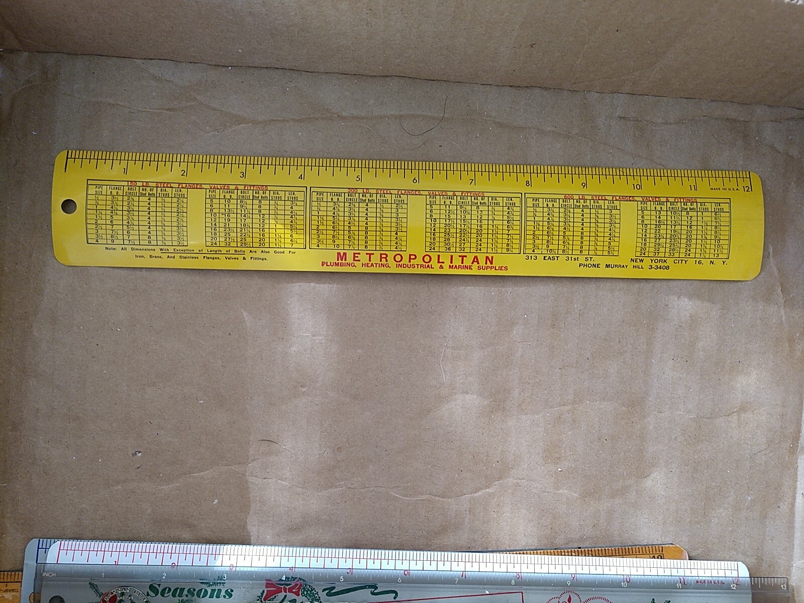 METROPOLITAN NYC 16 NY VTG RULER ADVERTISING 313 E 31 ST Plumbing ...