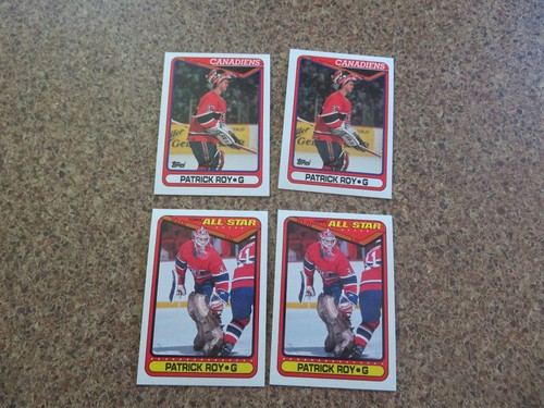 4 card lot of Patrick Roy re 1990-91 Topps Canadiens Hockey Card #198 ...