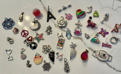 Fun Lot 40 Small Unique Pendants & Charms Enamel, ST, Sports, Friends ...