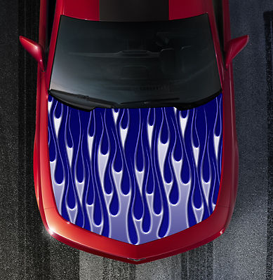 H34 BLUE FIRE FLAMES Hood Wrap Wraps Decal Sticker Tint Vinyl Image ...