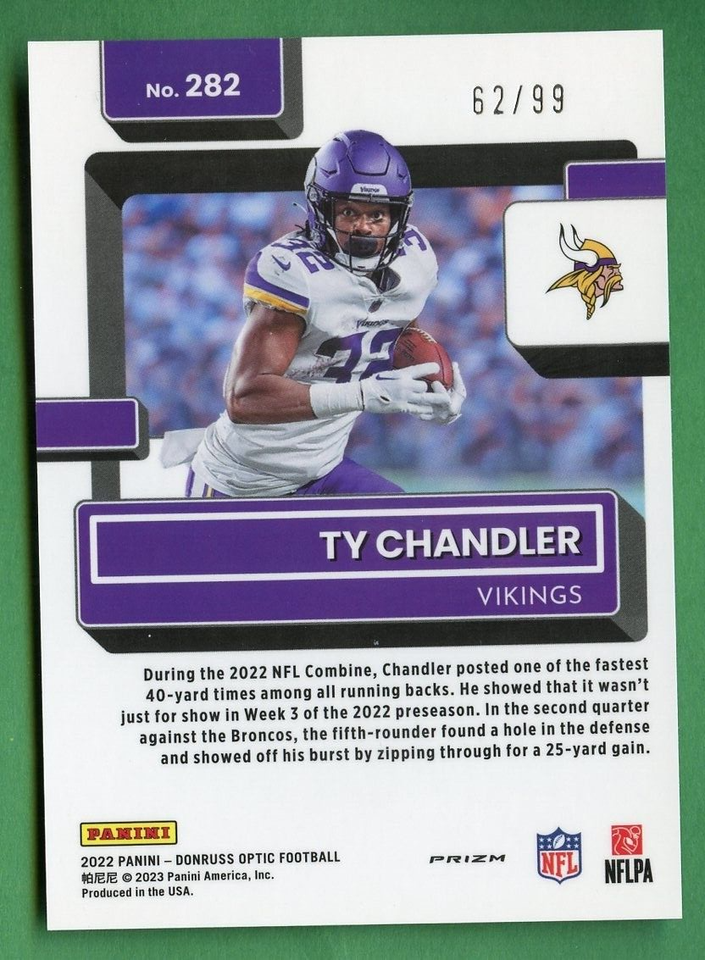 TY CHANDLER 2022 OPTIC FOOTBALL ROOKIE RED PARALLEL /99 MINNESOTA ...