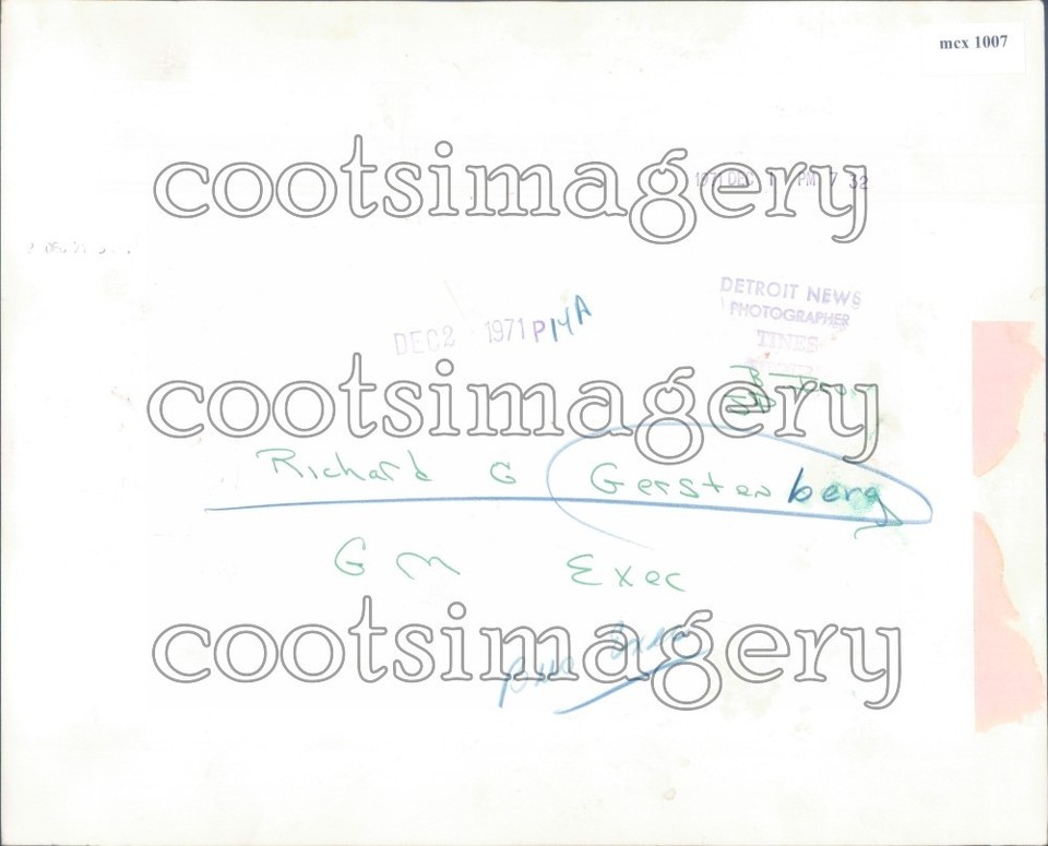 1971 General Motors Auto Executive Richard Gerstenberg at Desk Press ...