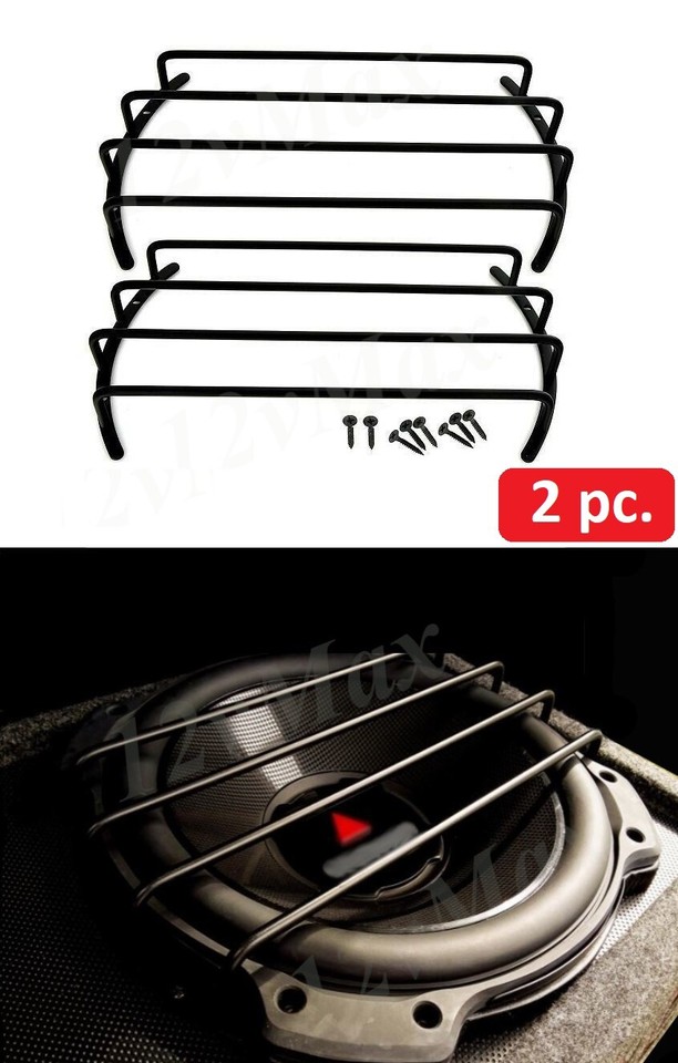 Universal 2PC High Excursion Subwoofer Box Grill Matte Black Finish Car ...